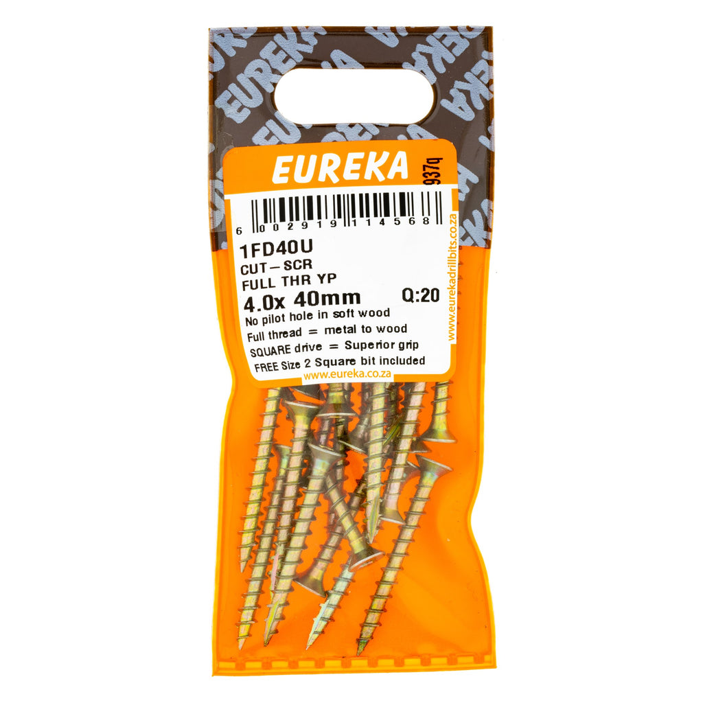 CUT SCREW FULL THD 4X40MM Q:20 EUREKA – Hinterland