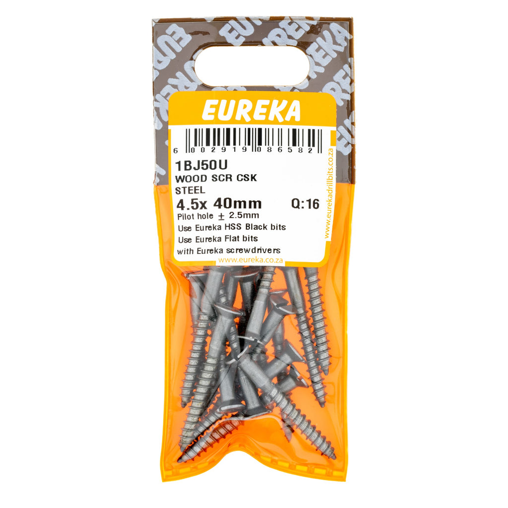 WOOD SCREW CSK STEEL 4.5X40MM Q:16 EUREK – Hinterland