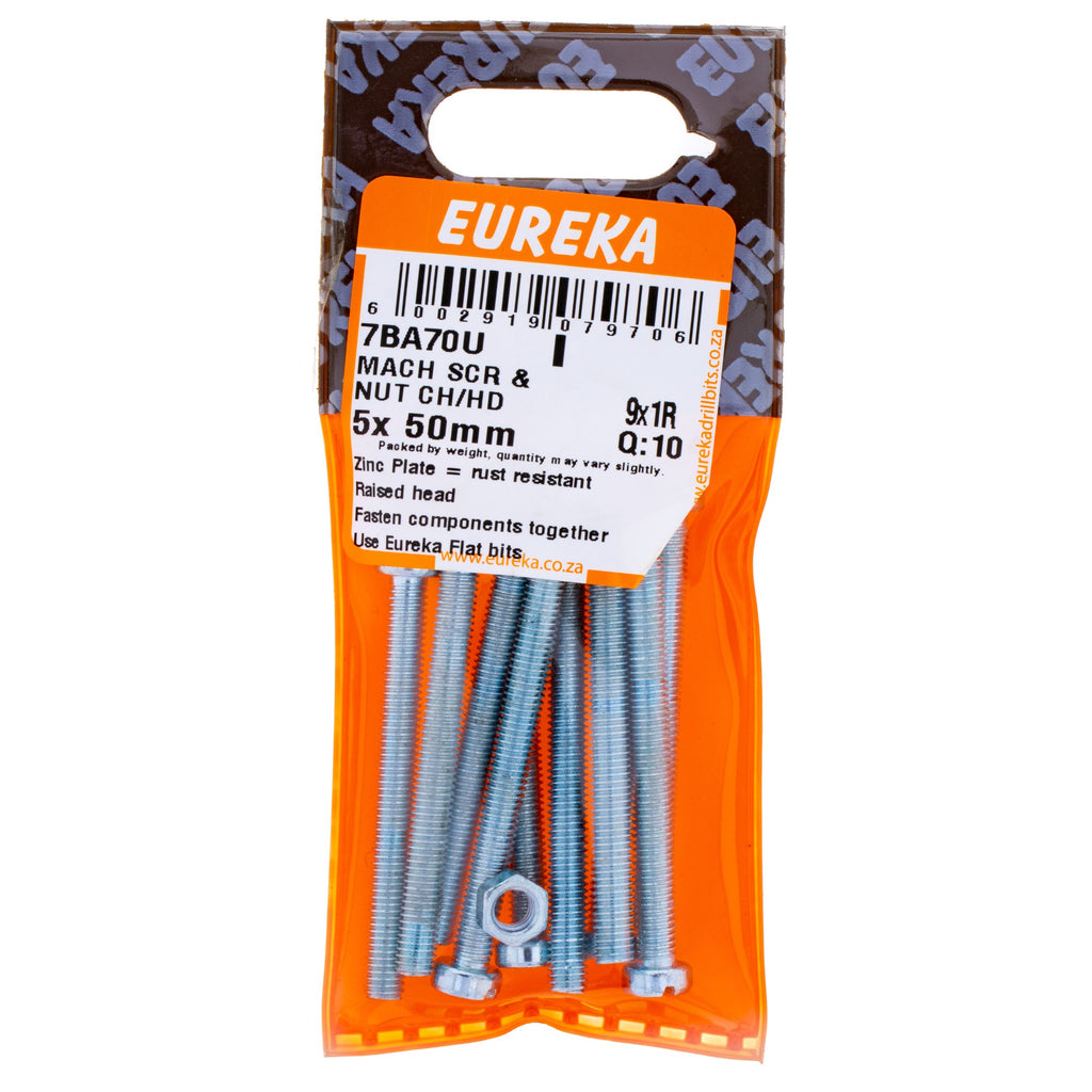 SCREW&NUT MACH CH/HD 5X50MM Q:100 EUREKA – Hinterland