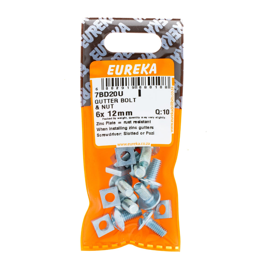 GUTTER BOLT & NUT 6X12MM Q:10 EUREKA – Hinterland