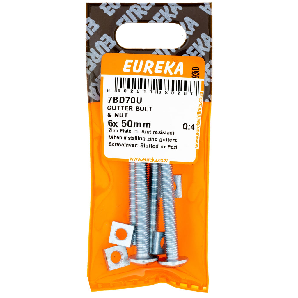 GUTTER BOLT & NUT 6X50MM Q:4 EUREKA – Hinterland