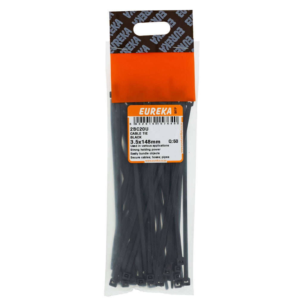 CABLE TIES BLACK 3.5X150MM Q:50 EUREKA – Hinterland