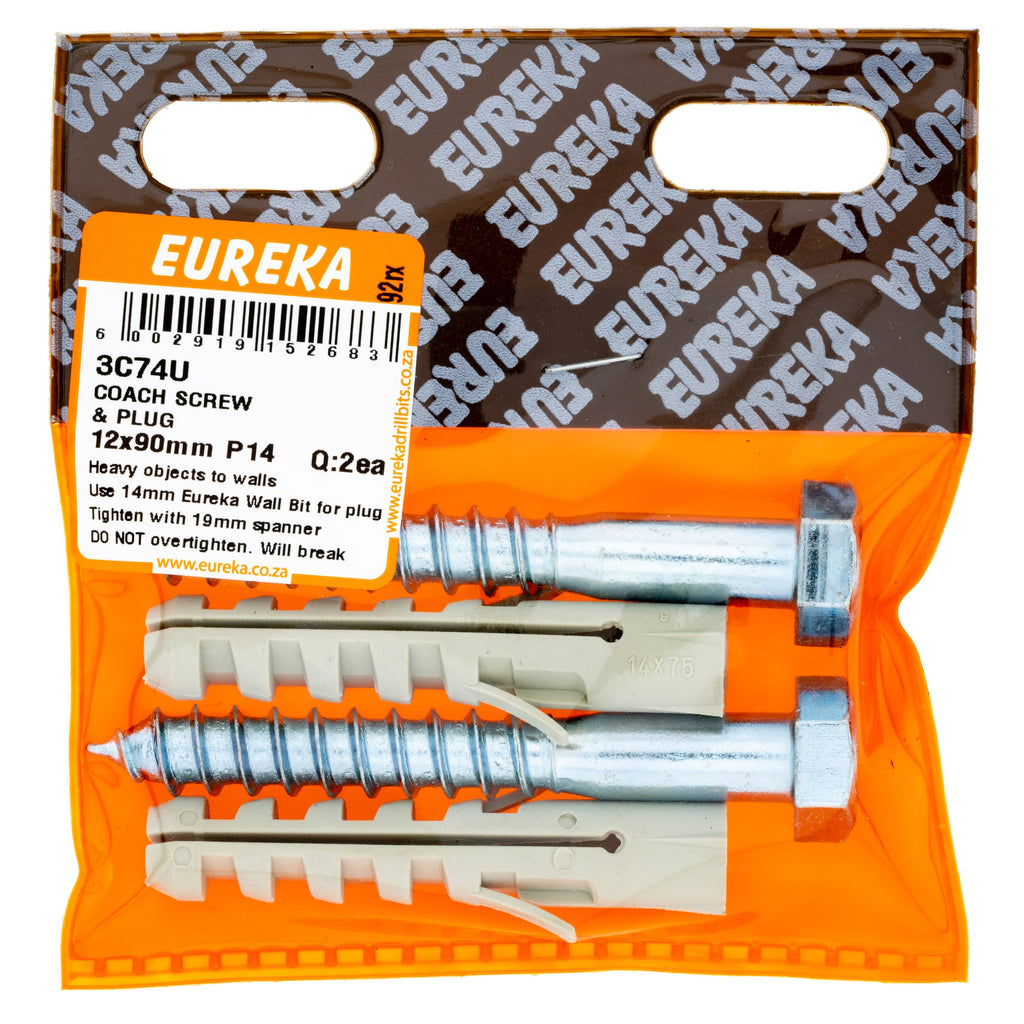 COACH SCREW & PLUG 12X90MM P14 Q:2 EUREK – Hinterland
