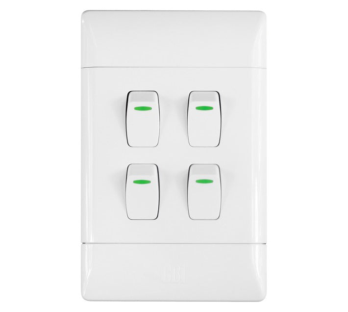 LIGHT SWITCH 4L 1WAY 4X2 WHT CBI – Hinterland