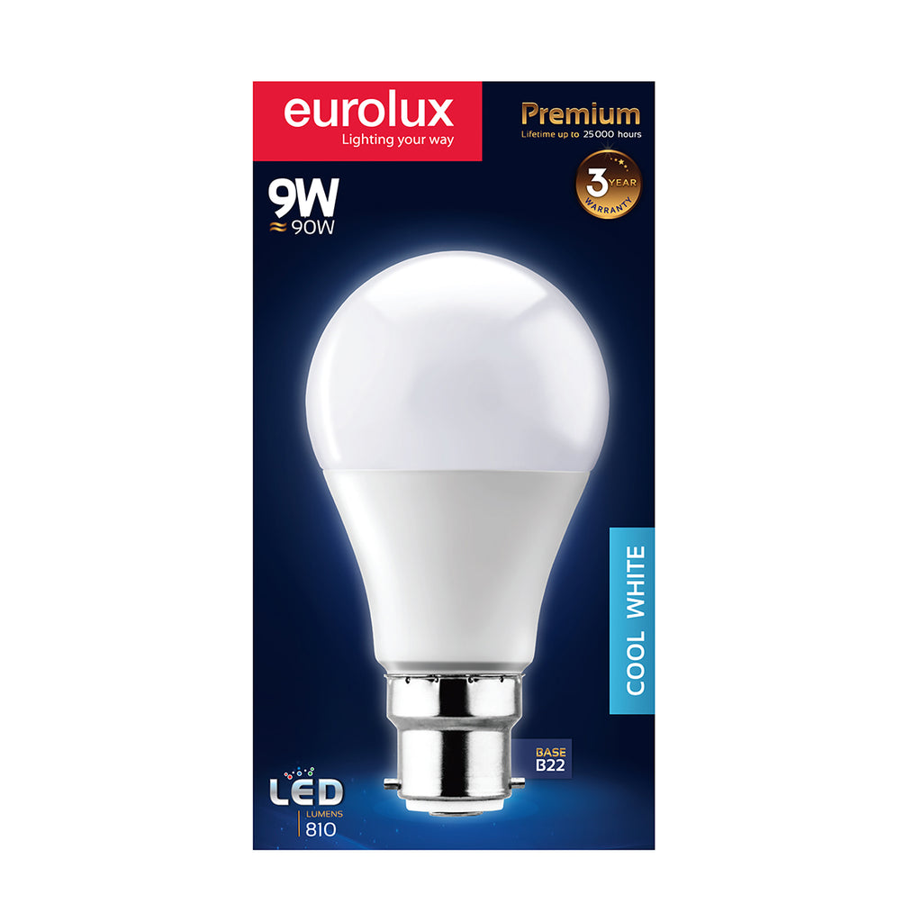 EUROLUX LED 9W A60 B22 CW – Hinterland