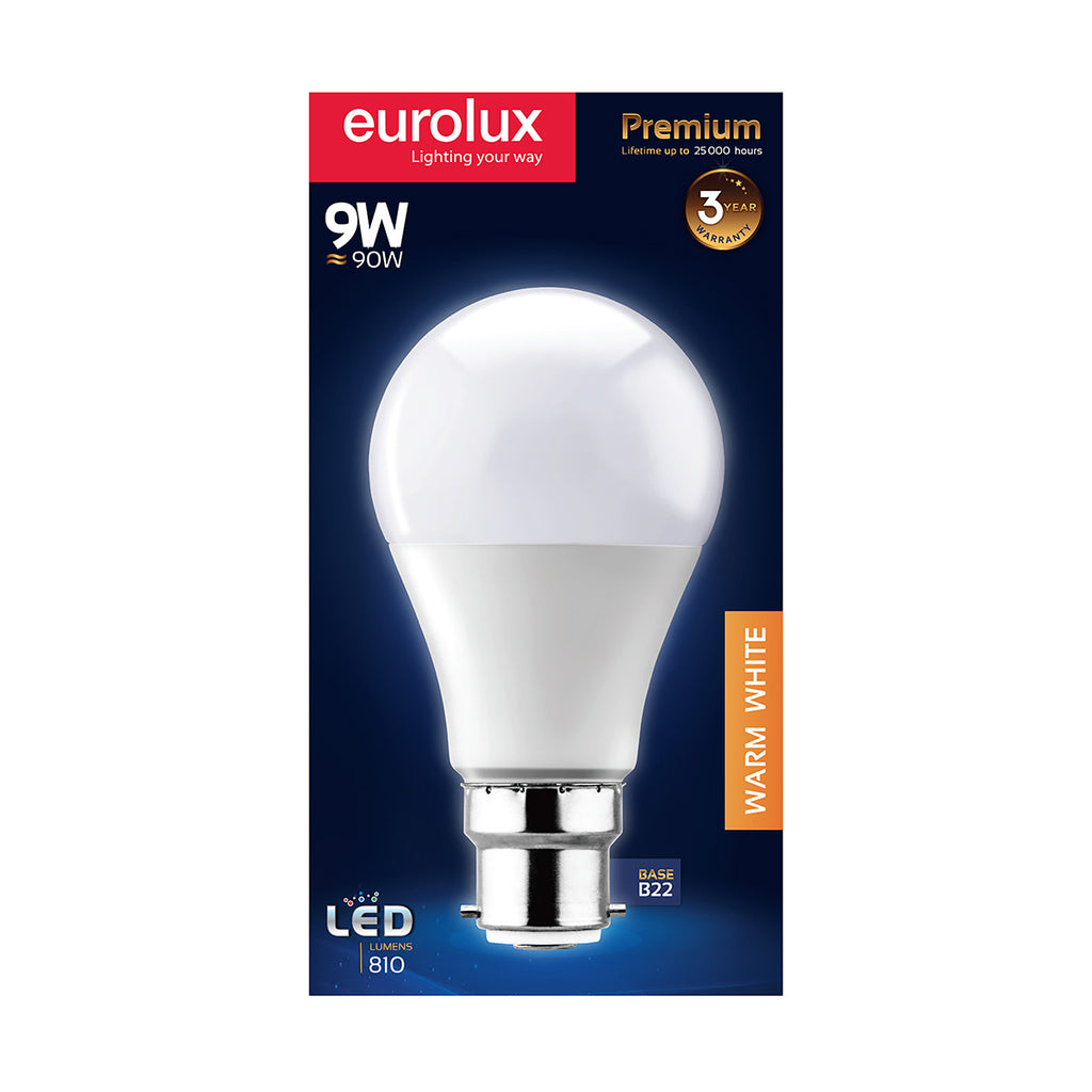 EUROLUX LED 9W A60 B22 WW – Hinterland