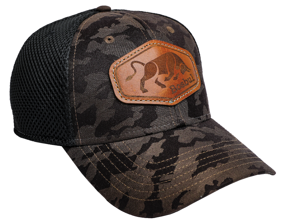 BROWN/GREY CAMO LEATHER PATCH CAP – Hinterland