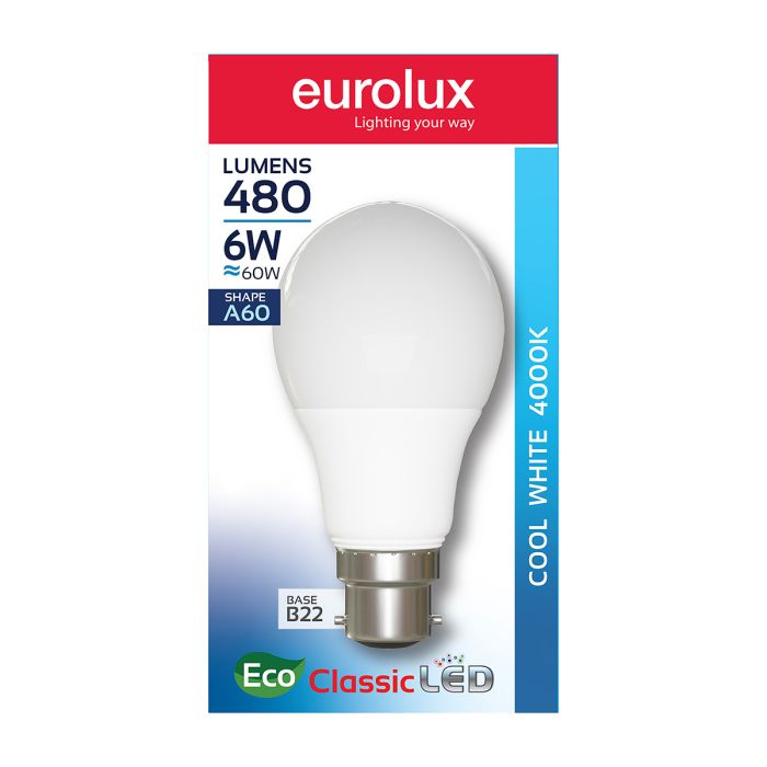 EUROLUX LAMP LED A60 C B22 6W 480L CW – Hinterland