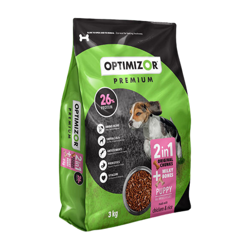 DOG FOOD PUPPY 2IN1 MILKY 3KG OPTIMIZOR – Hinterland